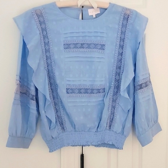 entro | Tops | Entro Eyelets Ruffled Long Sleeve Blouse | Poshmark